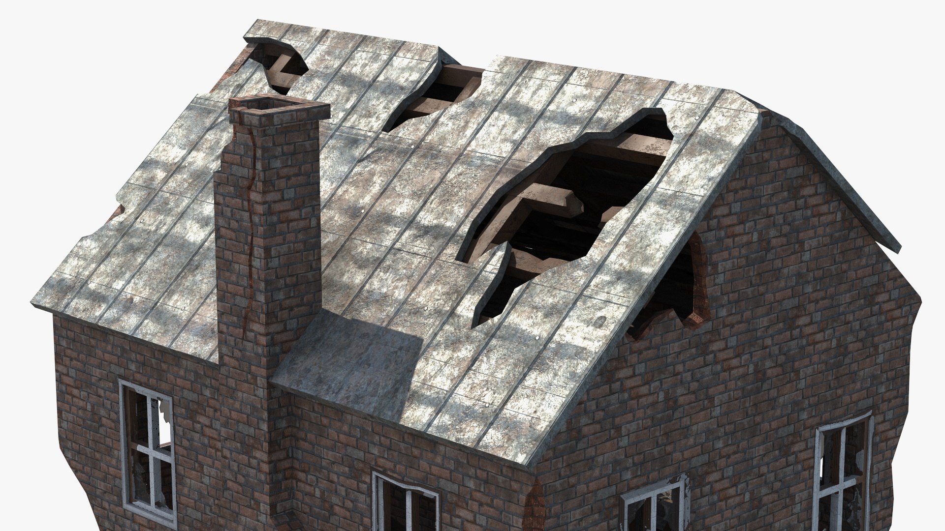 3D Destroyed Building Country House - TurboSquid 2292194