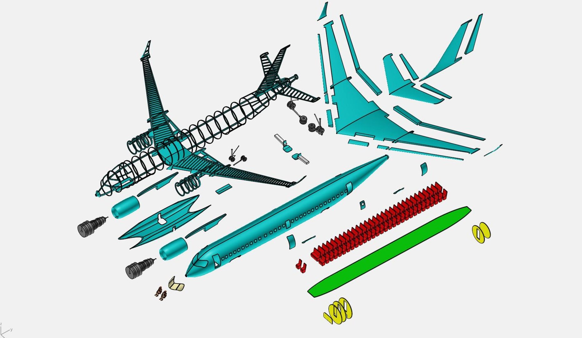 A220-300 Revised Passenger Aircraft Solid Assembly 3D Model ...
