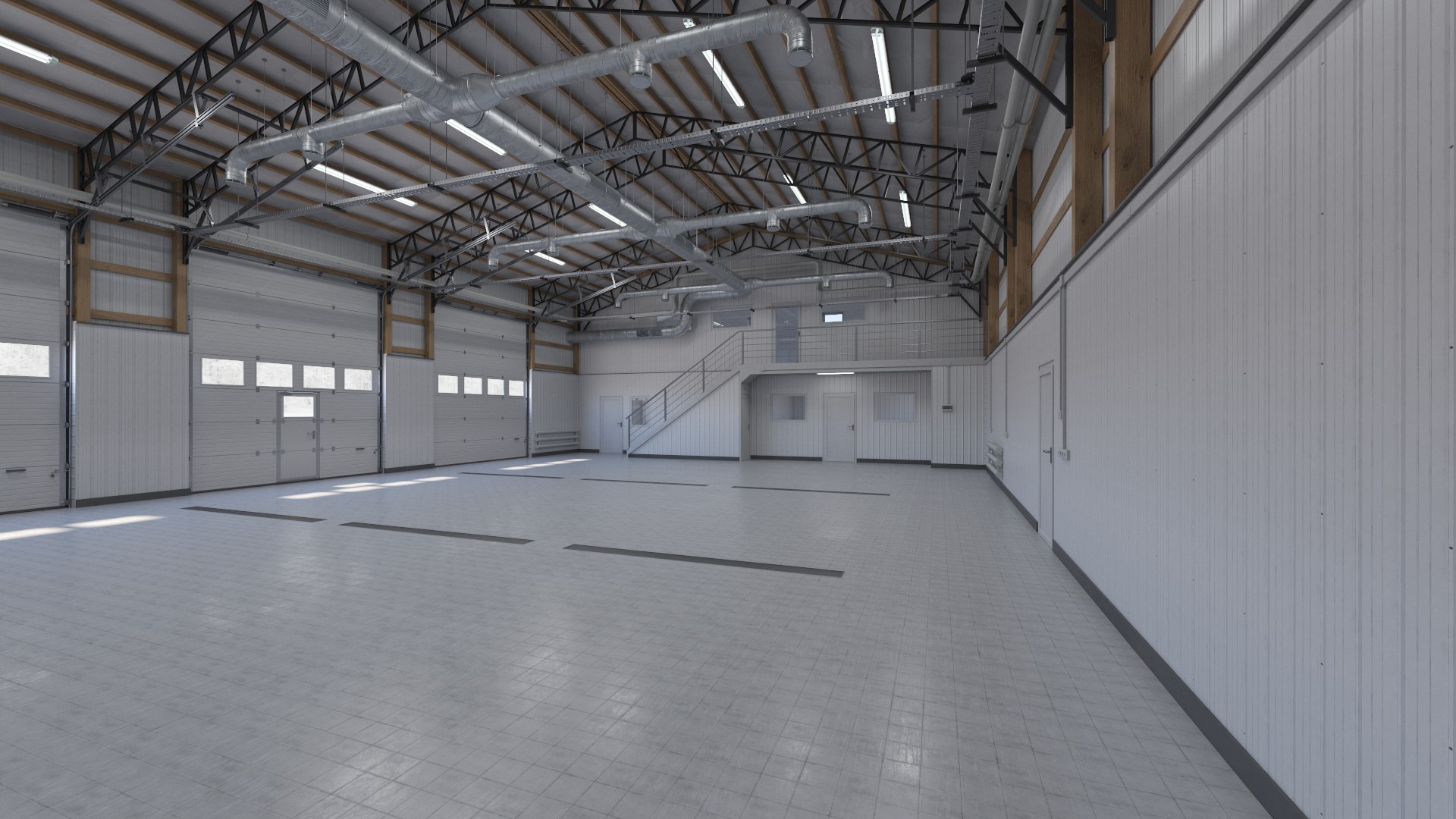3D Big Garage Empty Interior Vray - TurboSquid 2179700