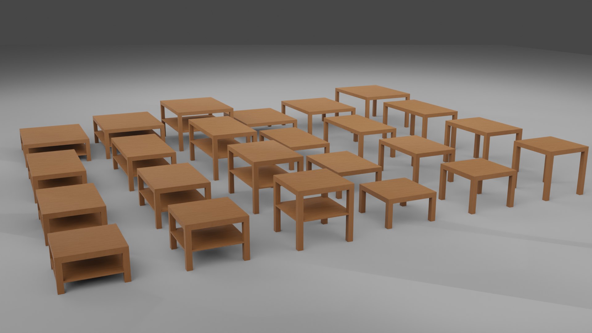 3D 24 Coffee Tables Collection Light Wood Model - TurboSquid 2150194