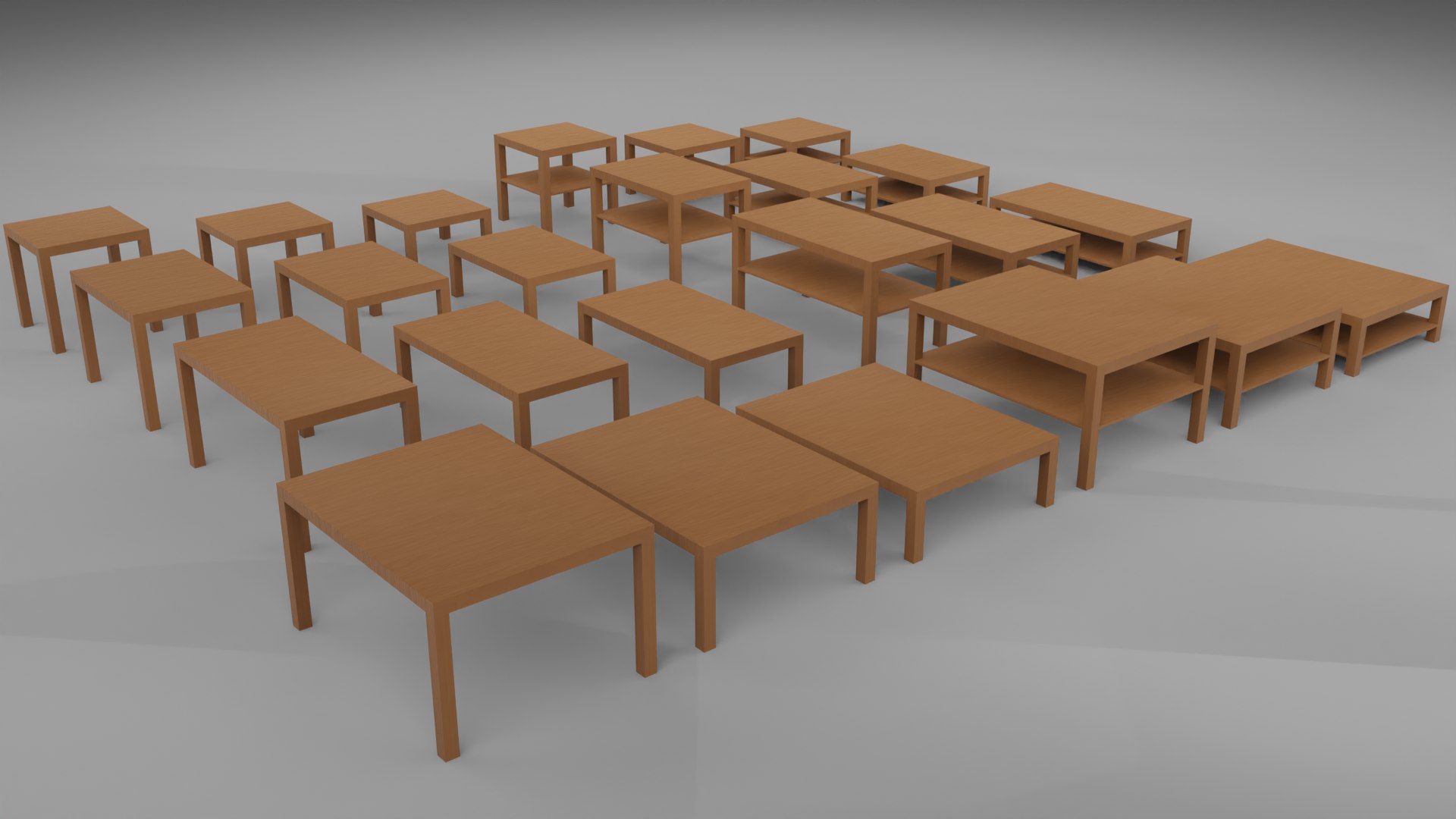 3D 24 Coffee Tables Collection Light Wood Model - TurboSquid 2150194