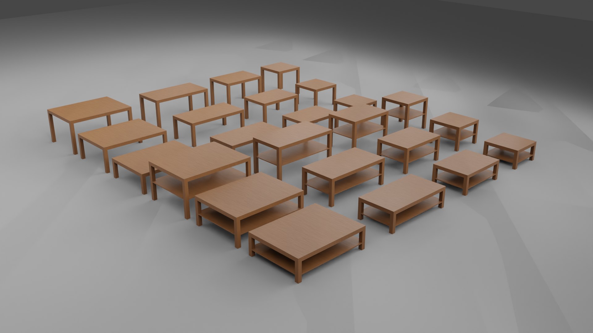 3D 24 Coffee Tables Collection Light Wood Model - TurboSquid 2150194