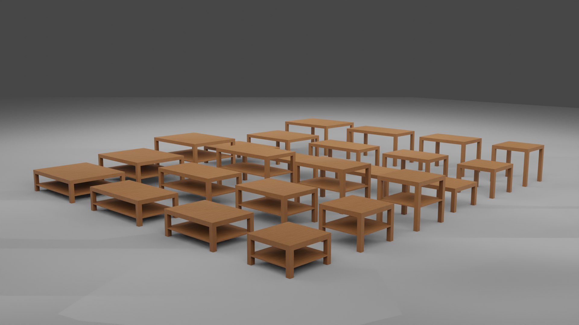 3D 24 Coffee Tables Collection Light Wood Model - TurboSquid 2150194