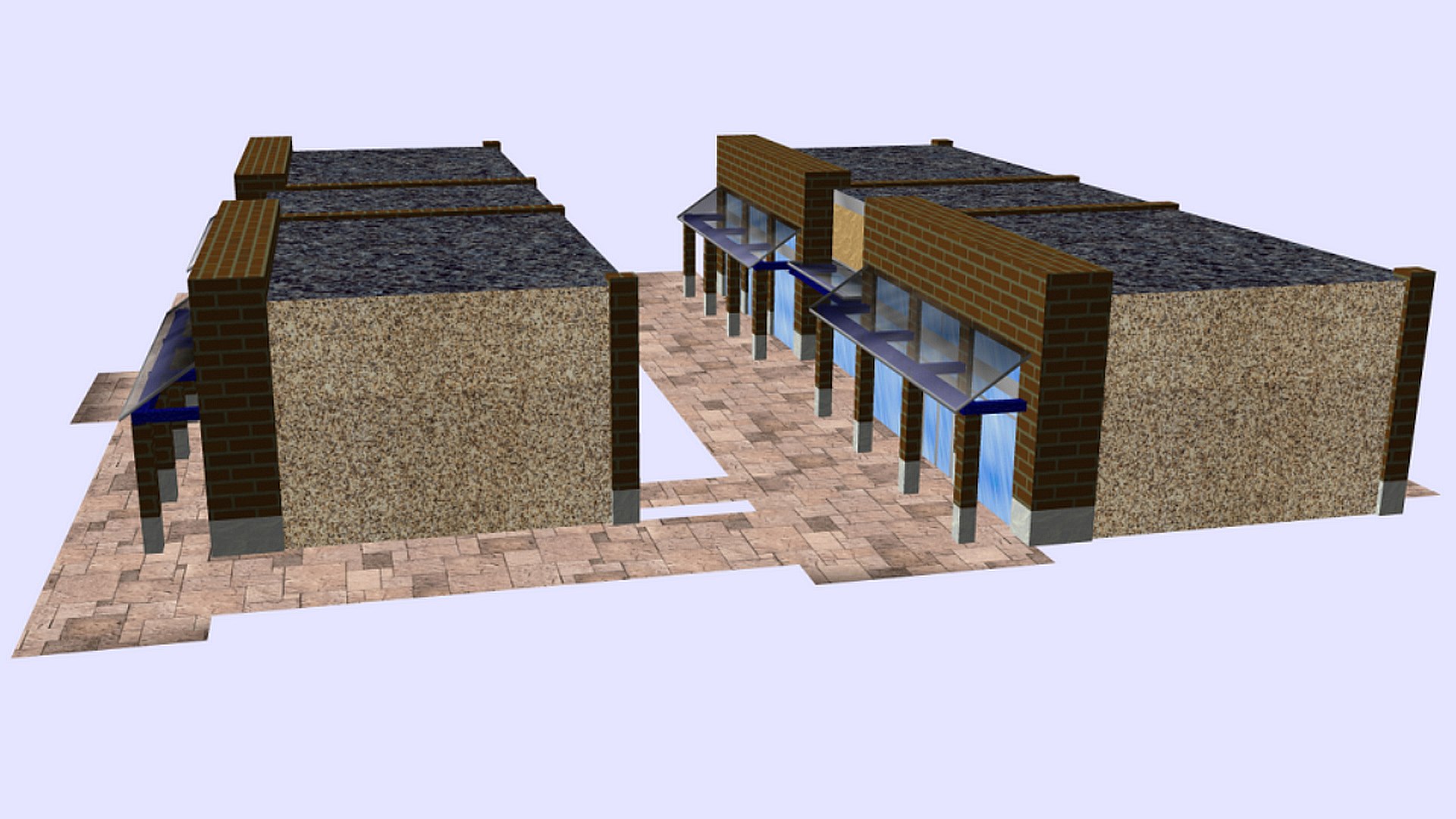 3D small modern shopping center buildings low poly - TurboSquid 1760348