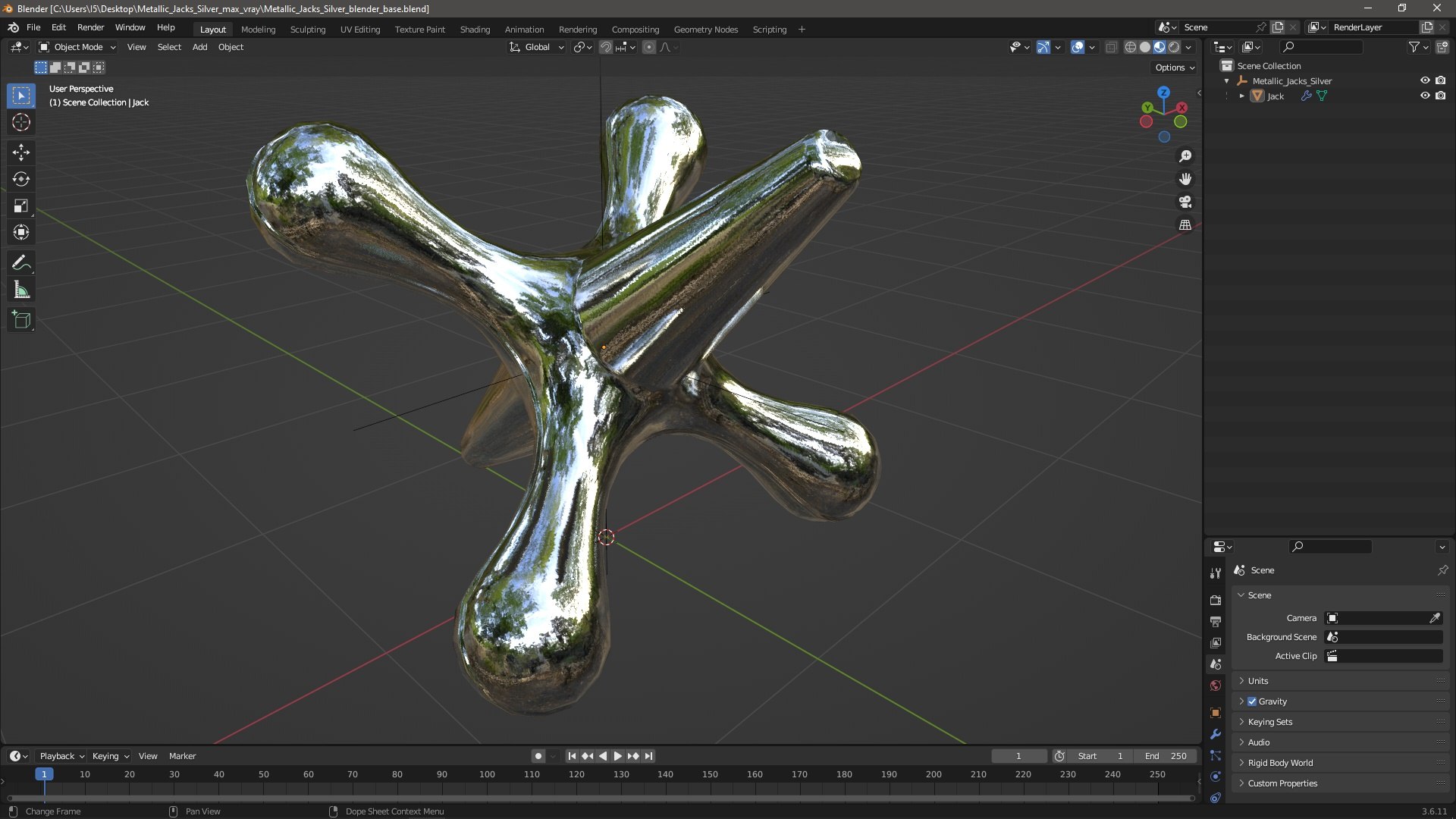 3D Model Metallic Jacks Silver - TurboSquid 2286855