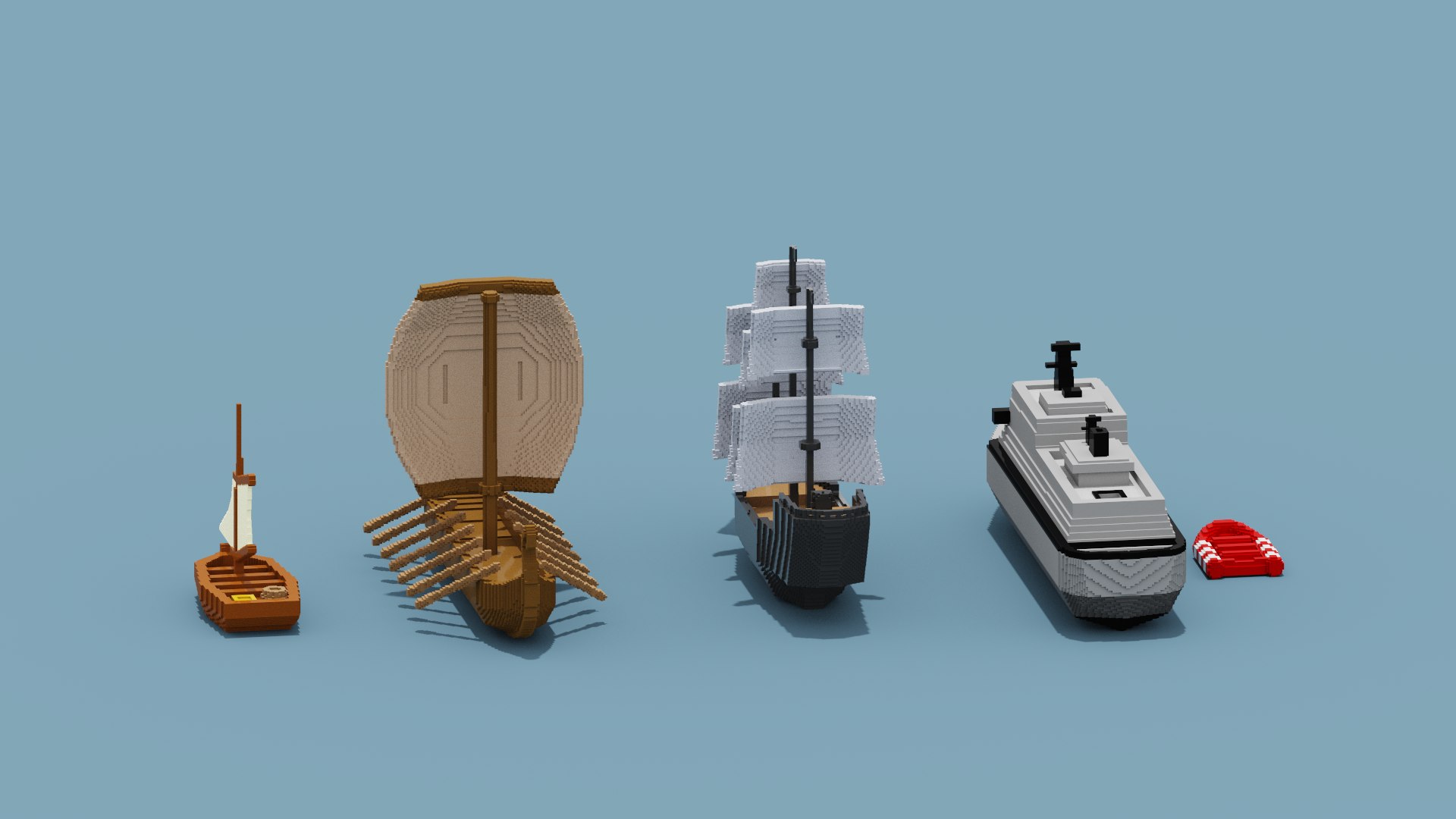 3D Voxel Boat Collection Low-poly 3D Model Model - TurboSquid 1955126