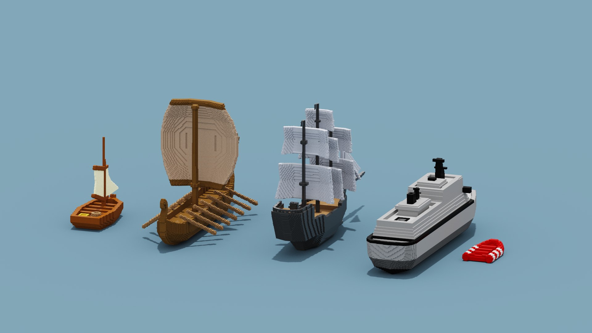 3D Voxel Boat Collection Low-poly 3D Model Model - TurboSquid 1955126
