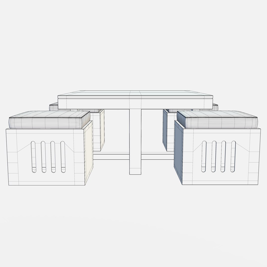 Coffee Table With Stool 3D Model - TurboSquid 2501621