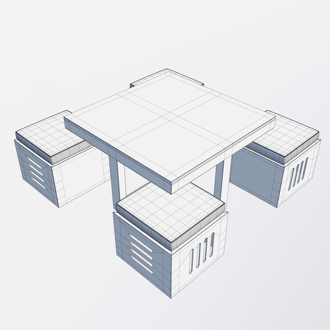 Coffee Table With Stool 3D Model - TurboSquid 2501621