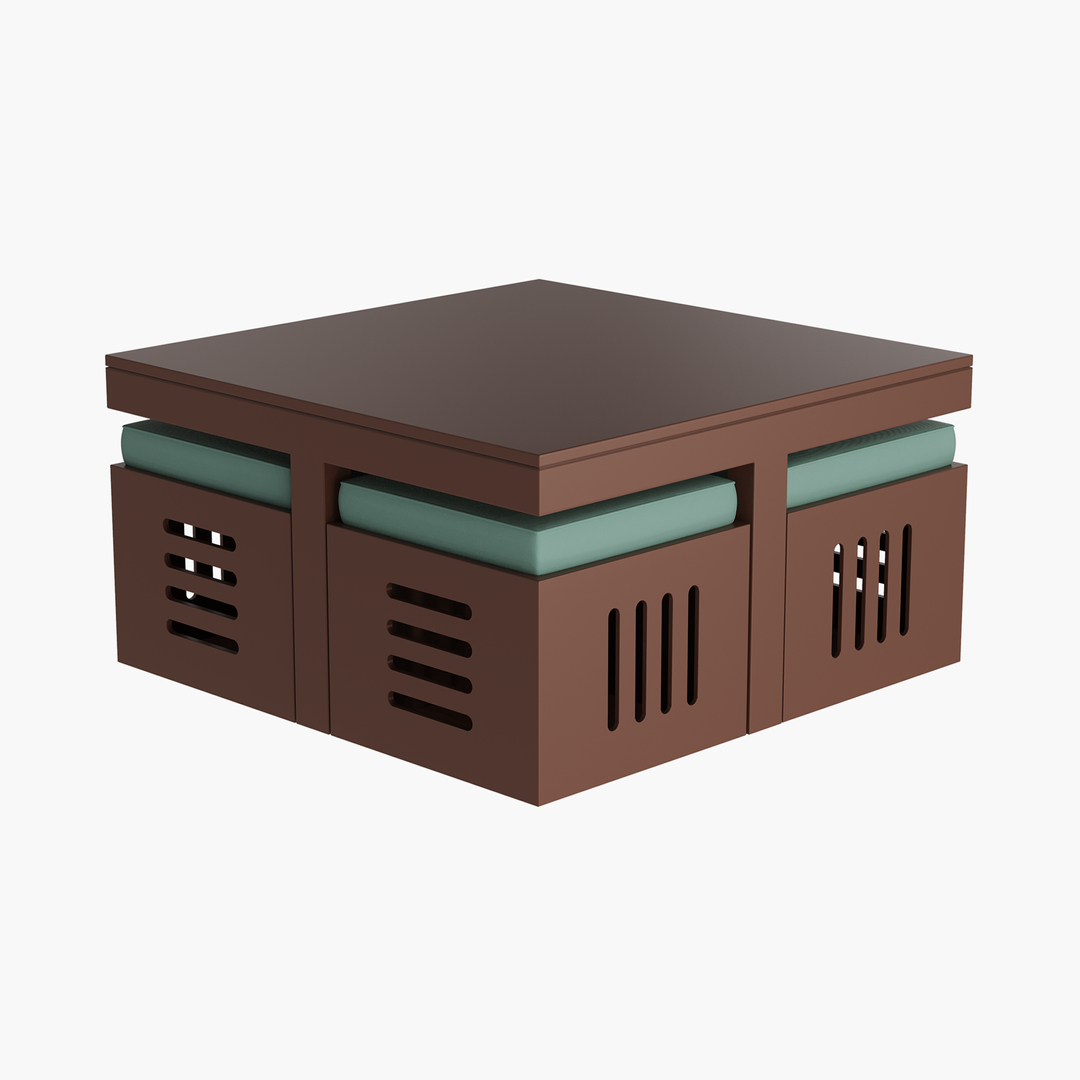 Coffee Table With Stool 3D Model - TurboSquid 2501621