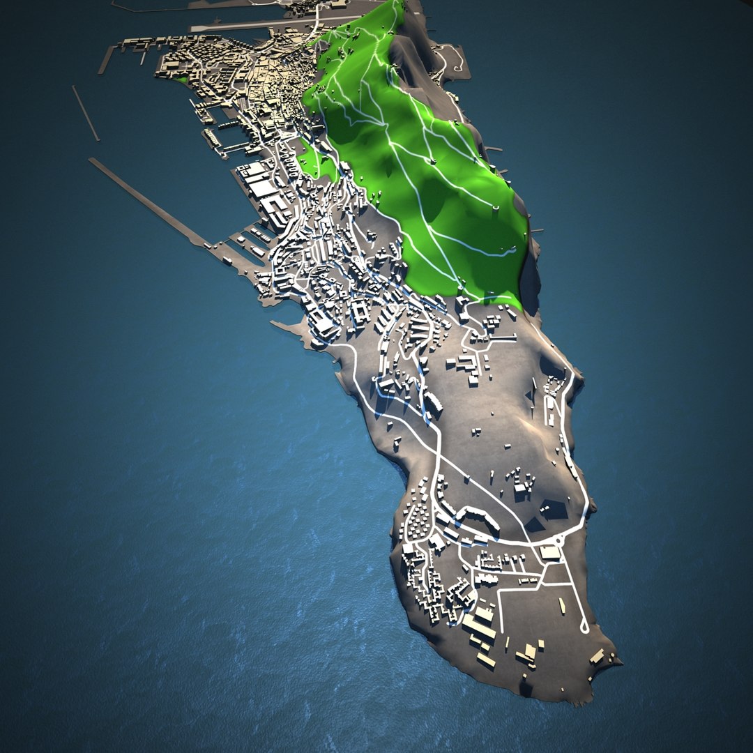 3D Gibraltar Lowres Skyline Model - TurboSquid 1298805