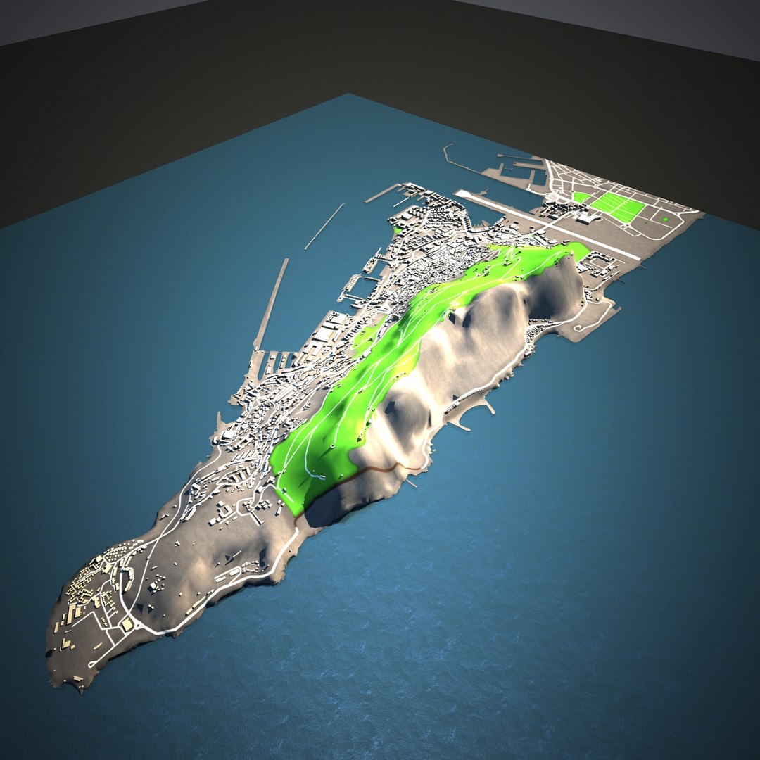 3D Gibraltar Lowres Skyline Model - TurboSquid 1298805