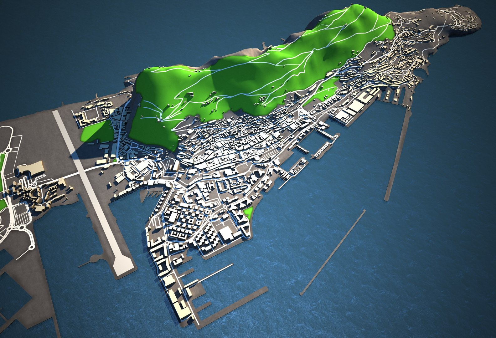 3D Gibraltar Lowres Skyline Model - TurboSquid 1298805