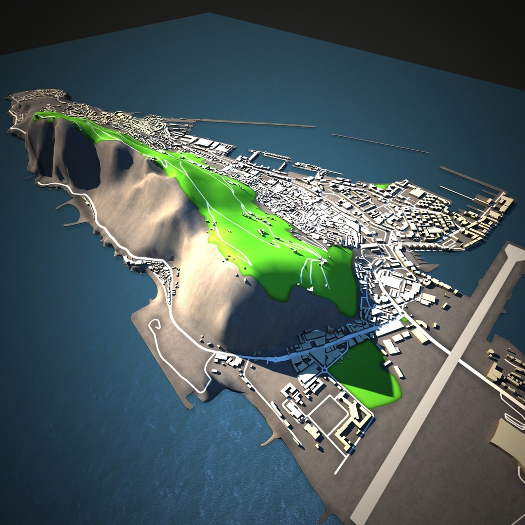 3D Gibraltar Lowres Skyline Model - TurboSquid 1298805