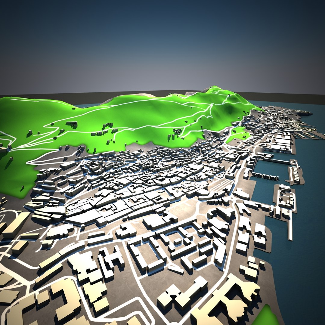 3D Gibraltar Lowres Skyline Model - TurboSquid 1298805