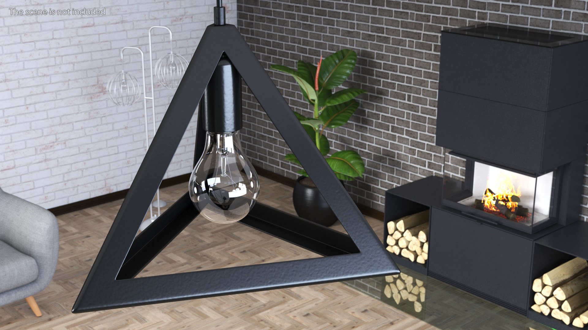 3D Modern Pendant Light Pyramid Shape Black - TurboSquid 2020846