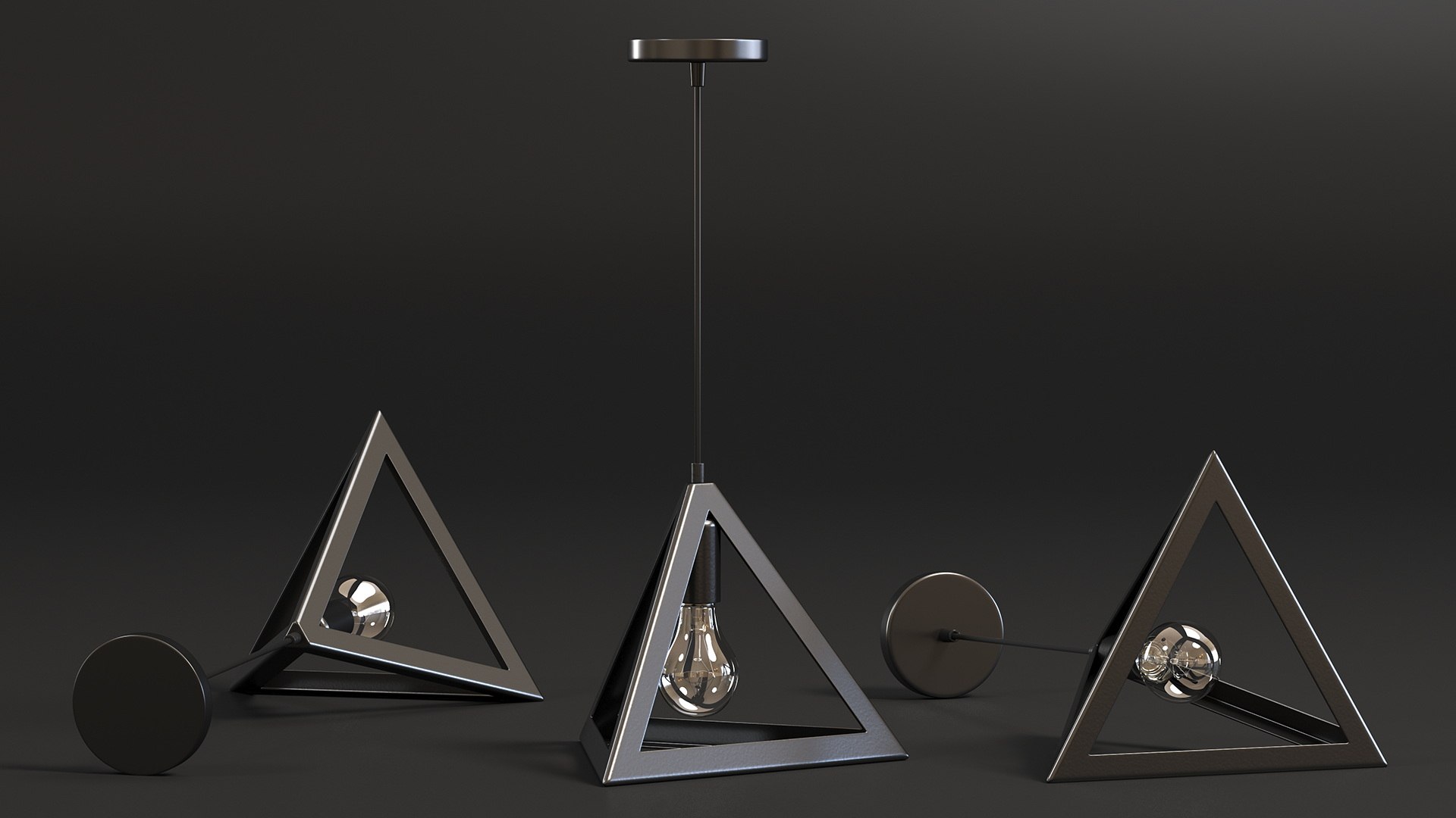 3D Modern Pendant Light Pyramid Shape Black - TurboSquid 2020846