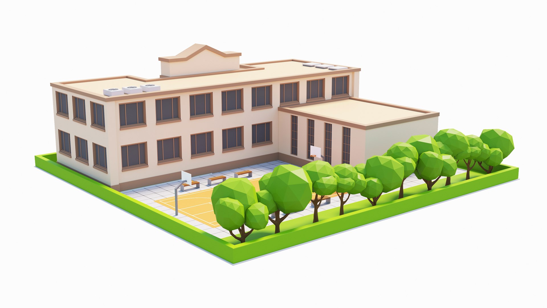 3D model Cartoon School - TurboSquid 1872574