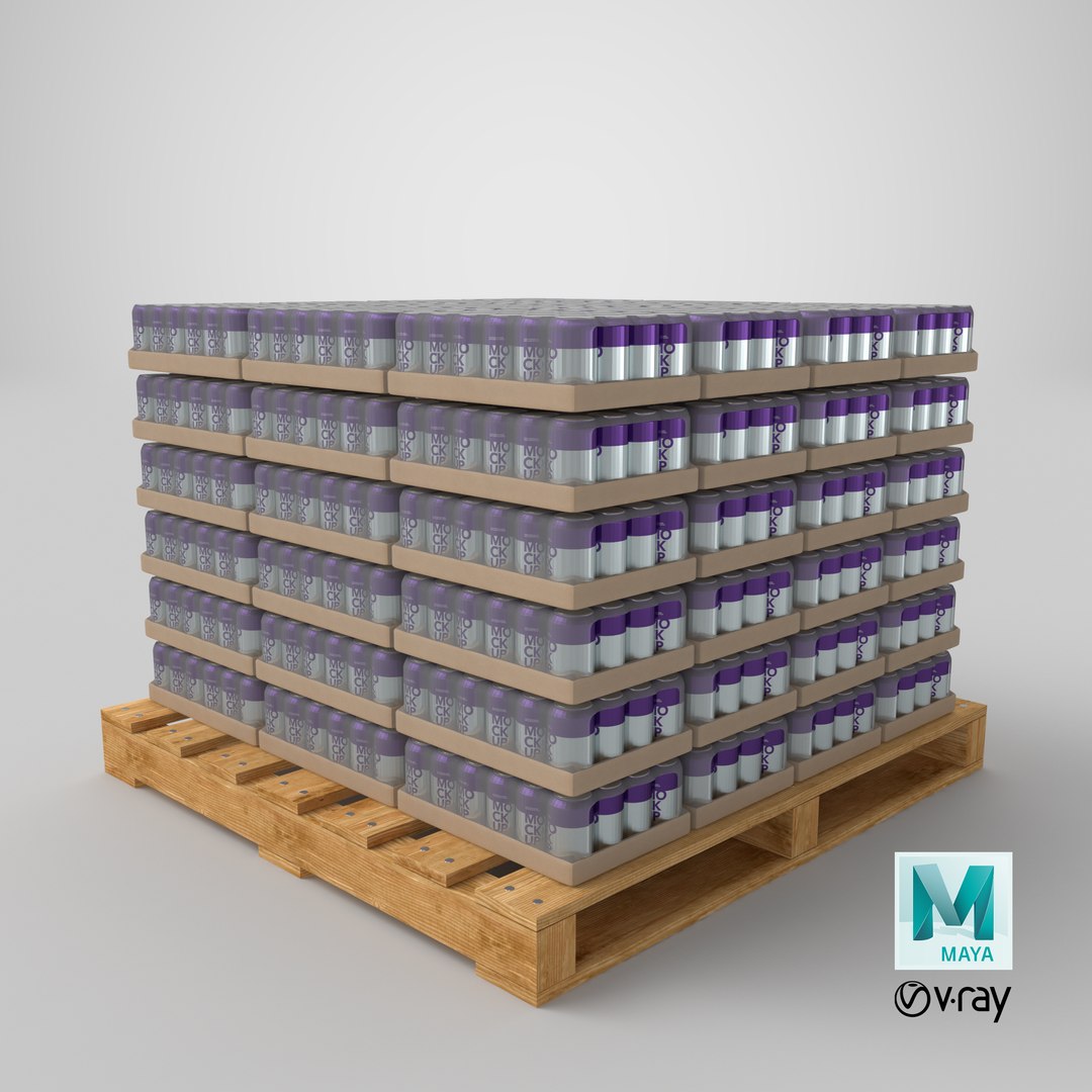 3D Wooden Pallet With Grape Soda Cans Model - TurboSquid 2099096