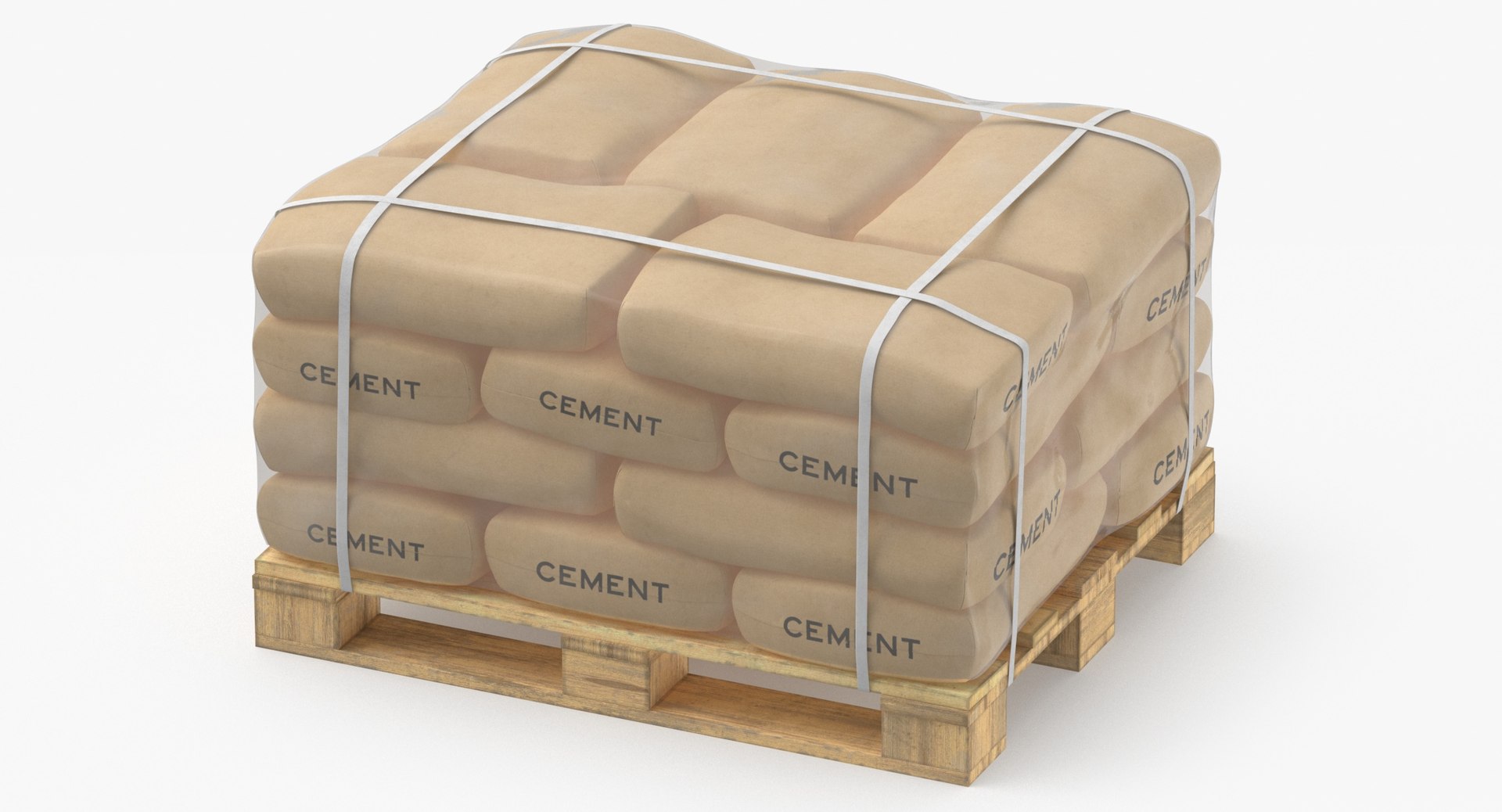 3D Model Cargo Cement Sack 4 Row Unsecured And Secured - TurboSquid 2003422