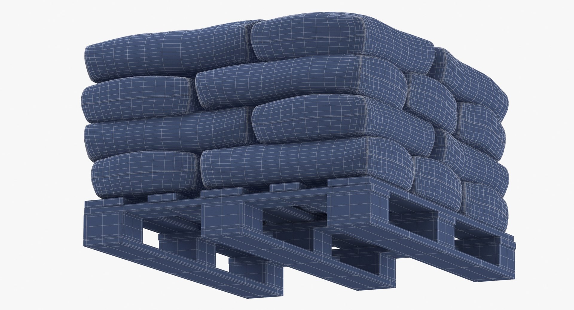 3D Model Cargo Cement Sack 4 Row Unsecured And Secured - TurboSquid 2003422