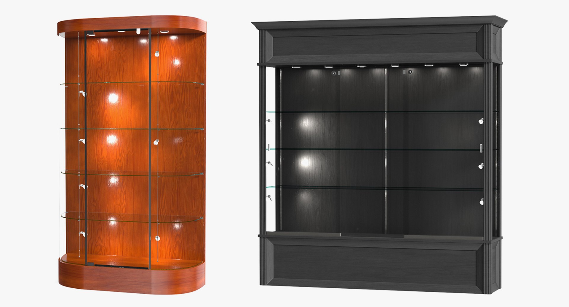 Curved Wall Display Cases Collection Model - TurboSquid 1913304