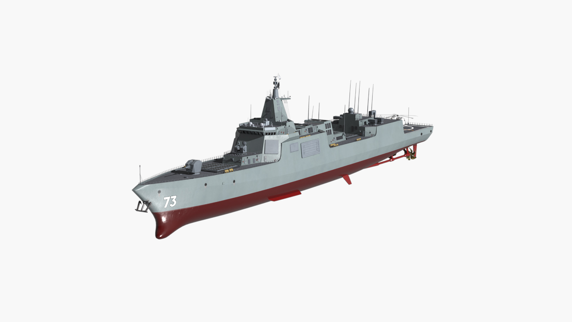 Naval Destroyer With Transport Helicopter 3D Model - TurboSquid 2367858