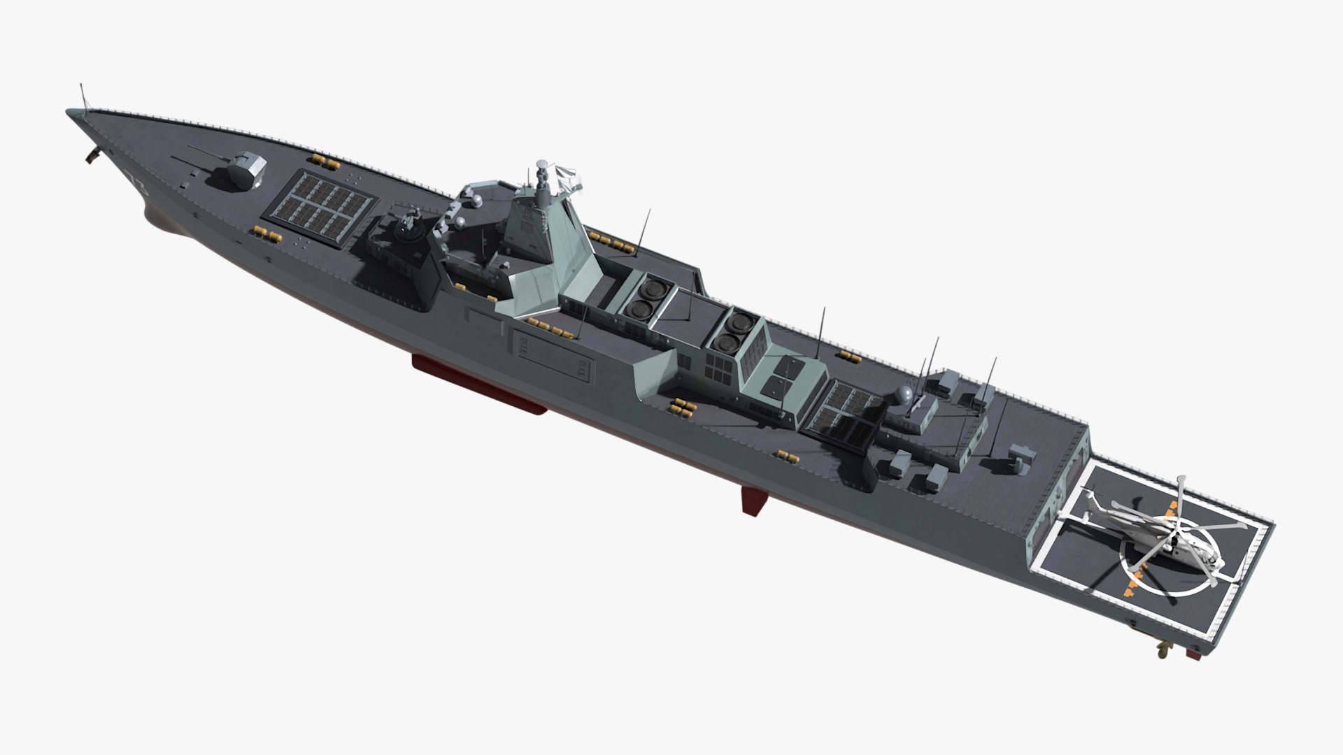 Naval Destroyer With Transport Helicopter 3D Model - TurboSquid 2367858
