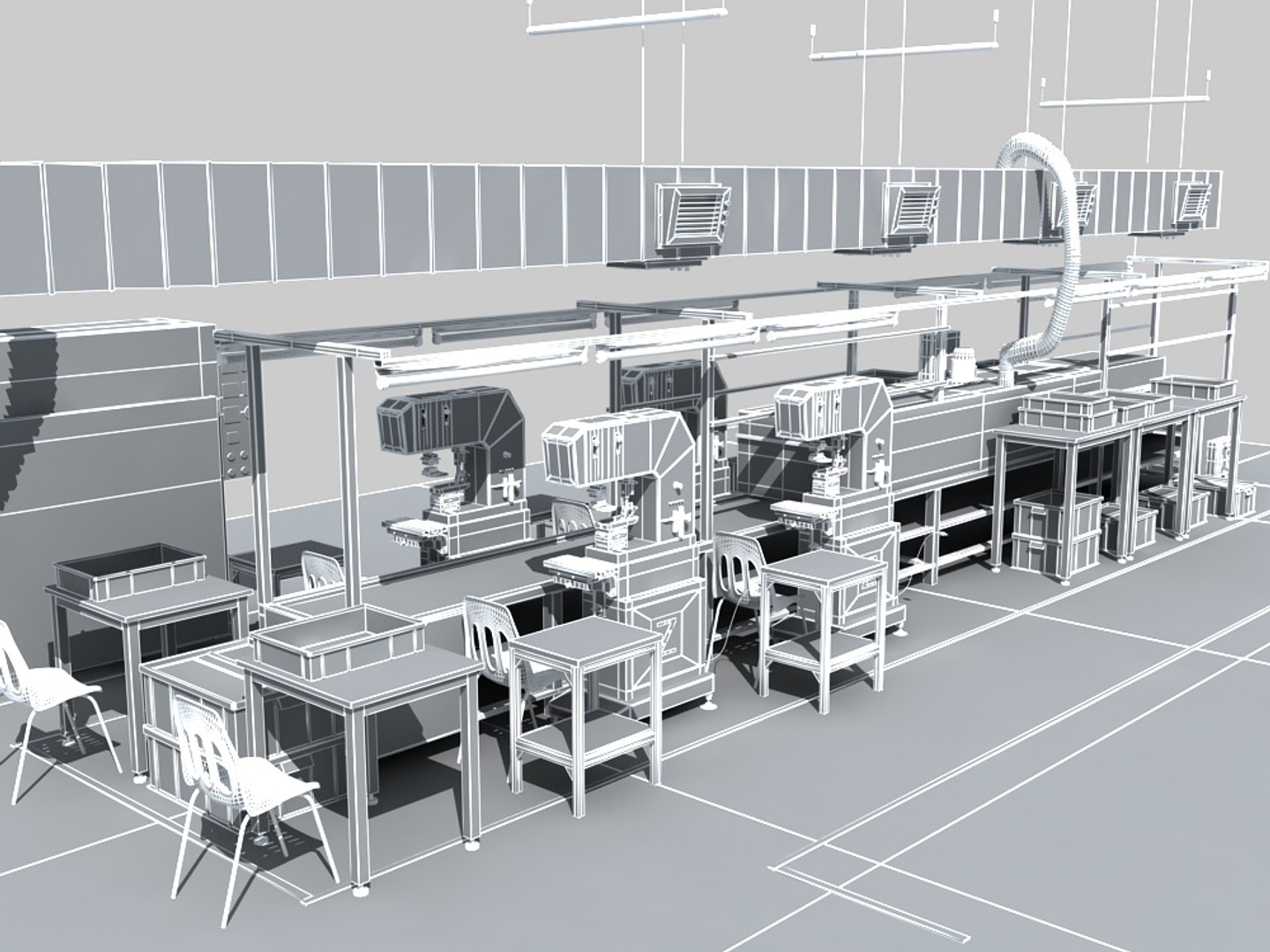 3D Model Factory Production Line - TurboSquid 1392914