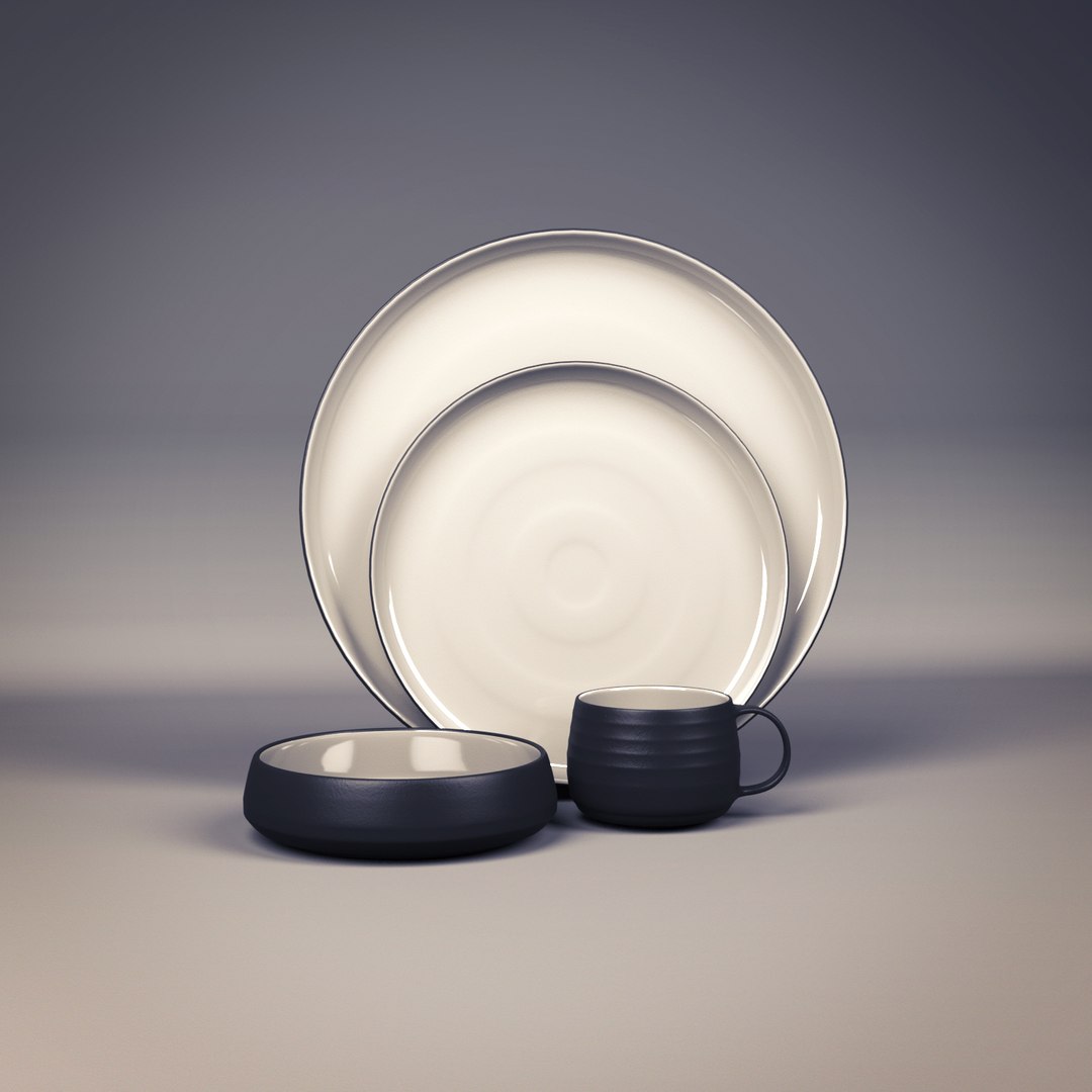 Plate Set 3d Obj