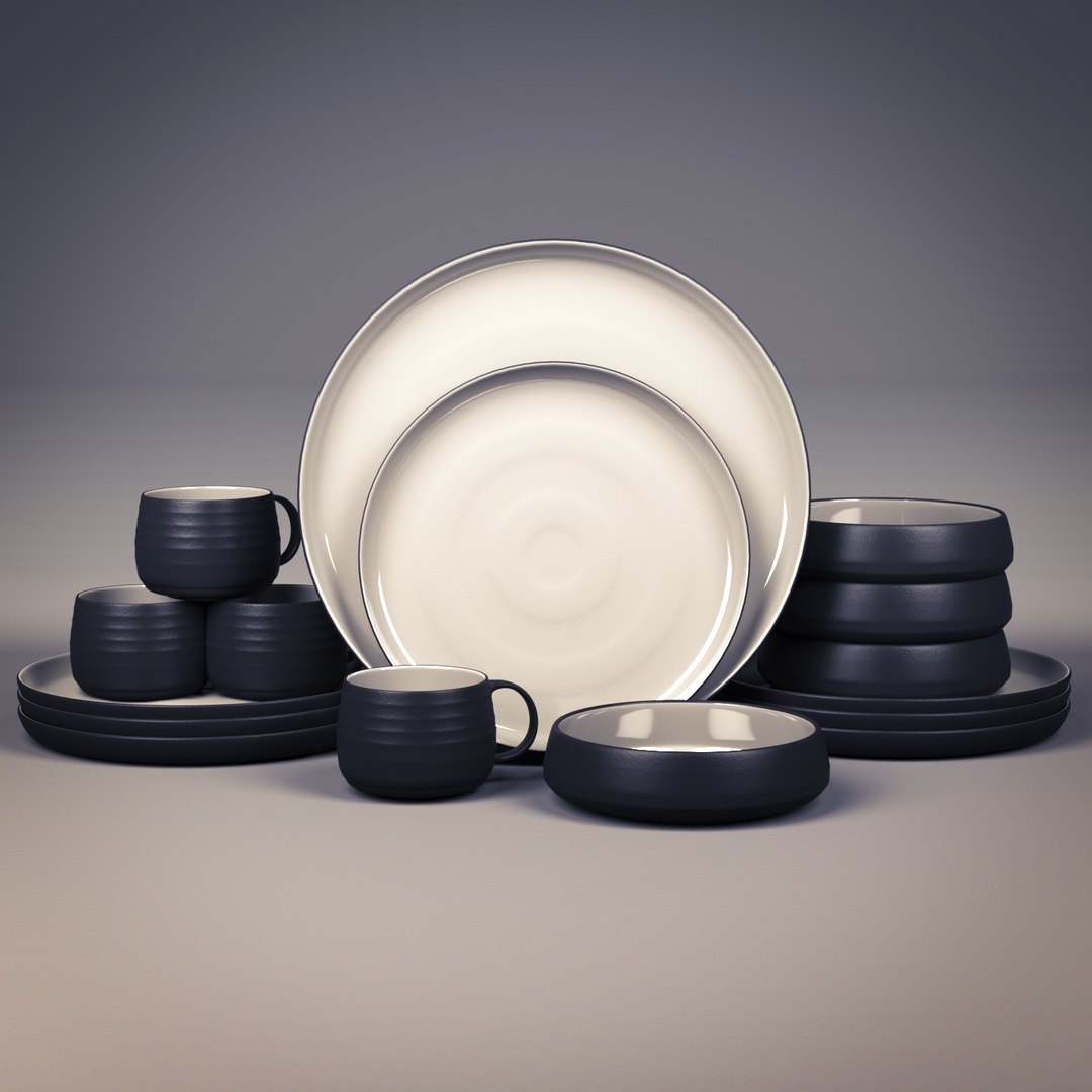 Plate Set 3d Obj