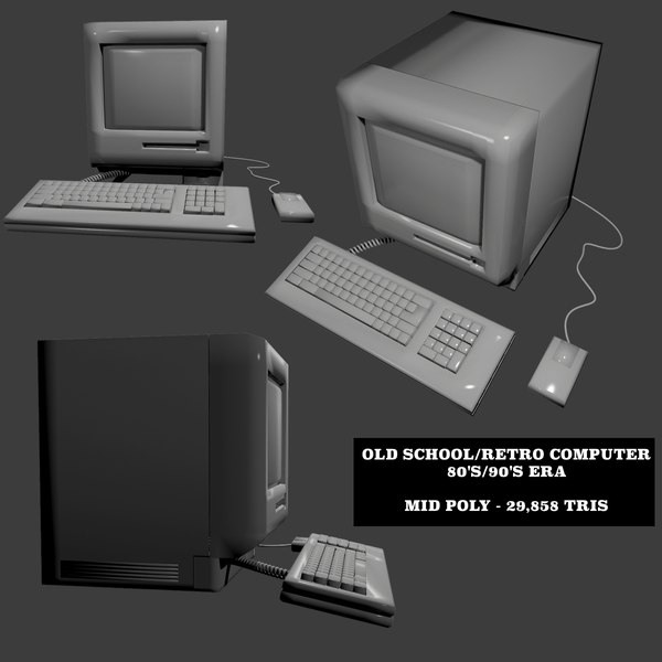 old retro computer 3d model