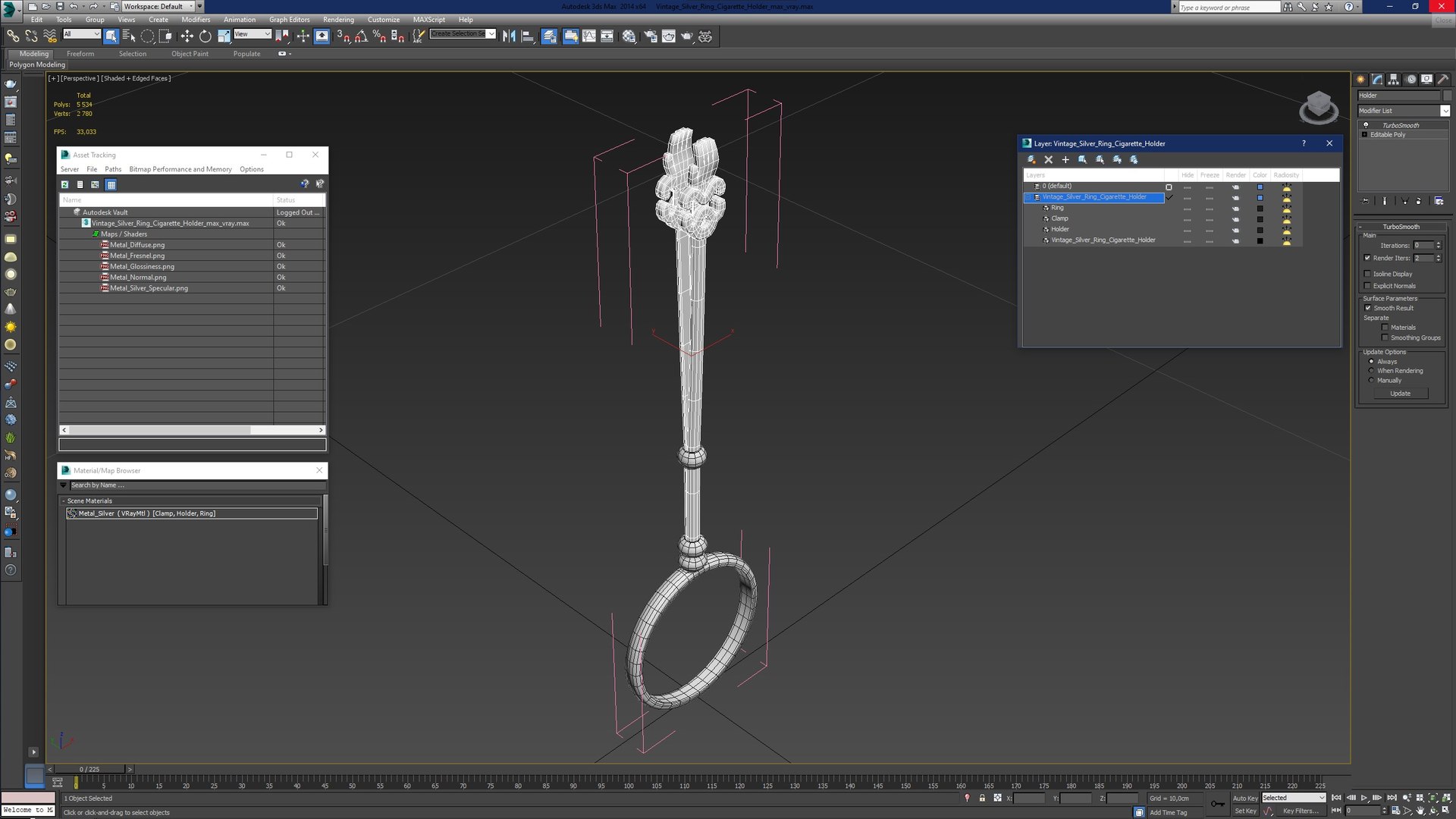 Vintage Silver Ring Cigarette Holder 3D Model - TurboSquid 2220592