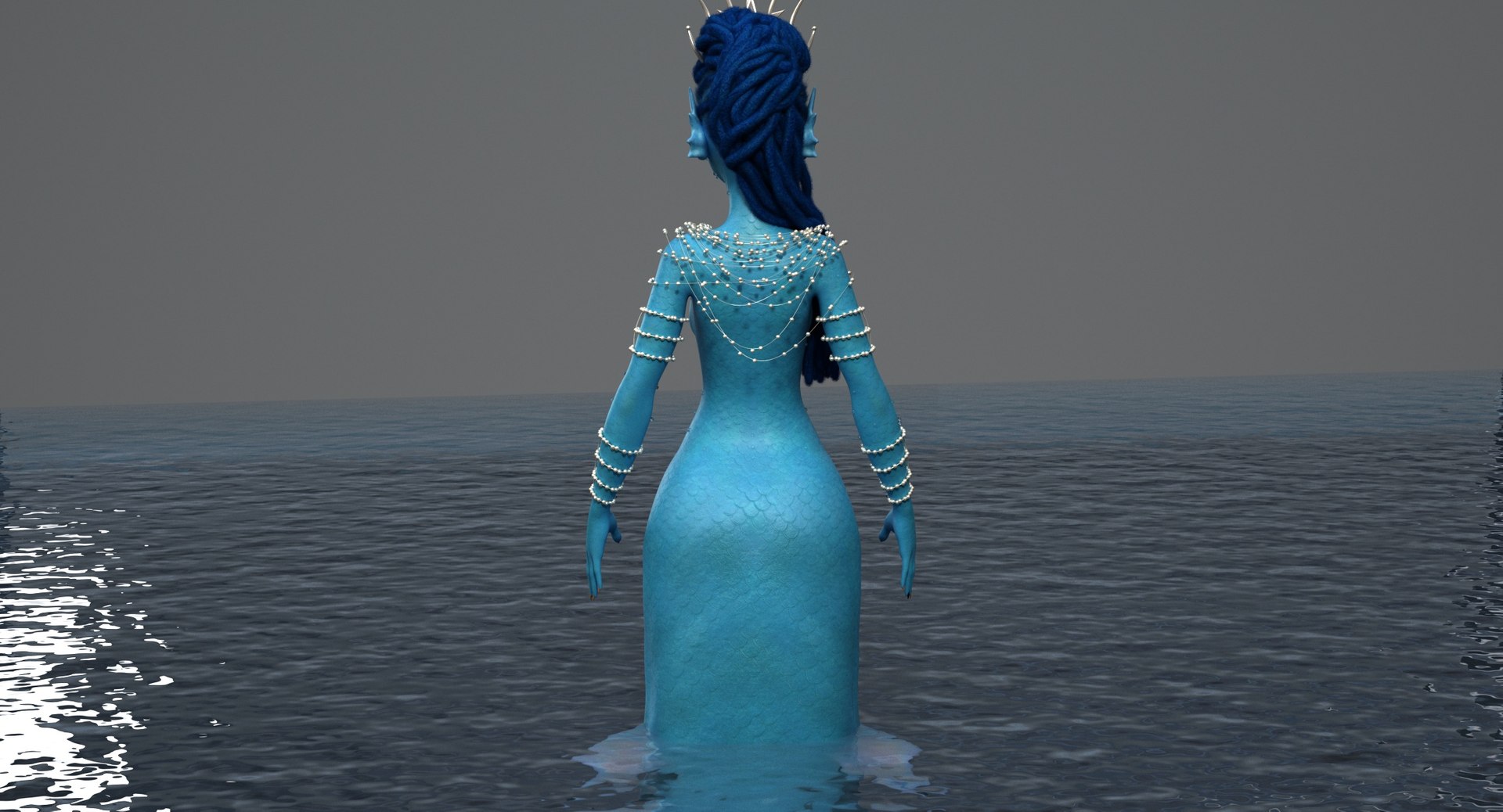 3D Model Blue Mermaid Character - TurboSquid 1989830