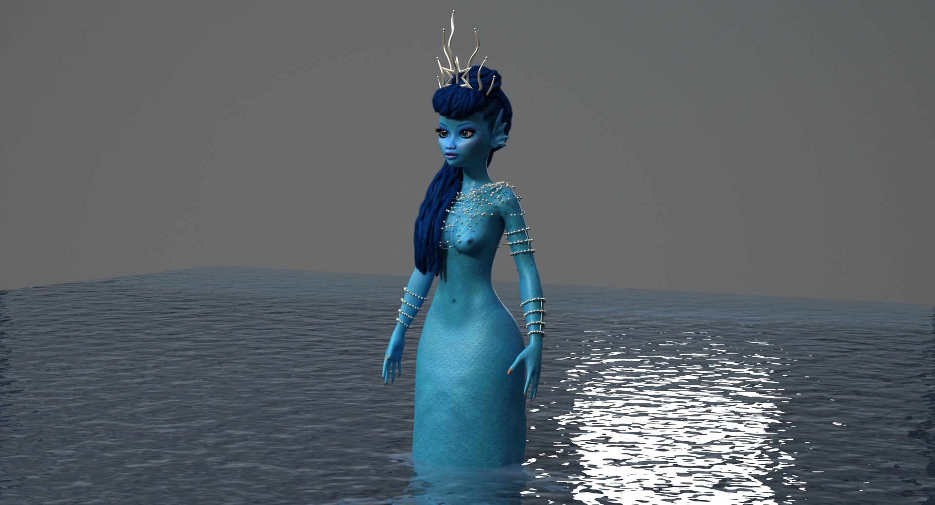 3D Model Blue Mermaid Character - TurboSquid 1989830