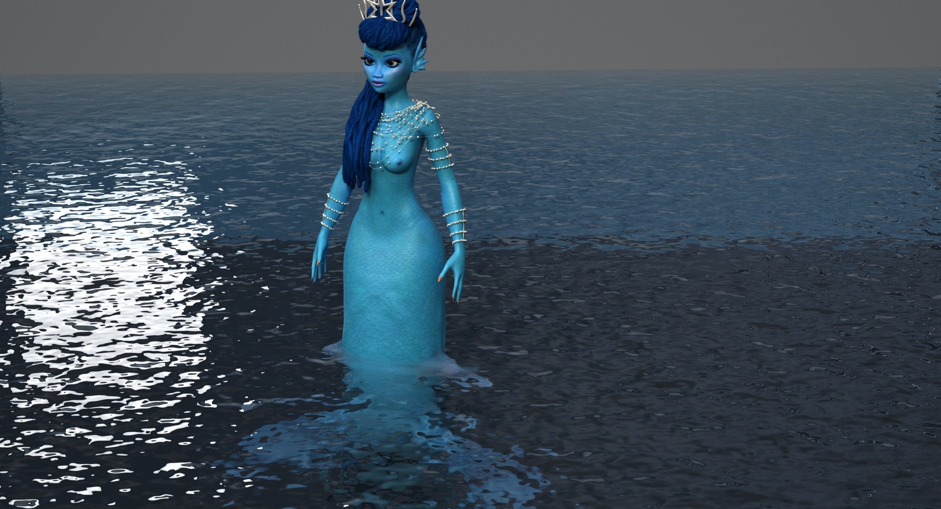3D Model Blue Mermaid Character - TurboSquid 1989830