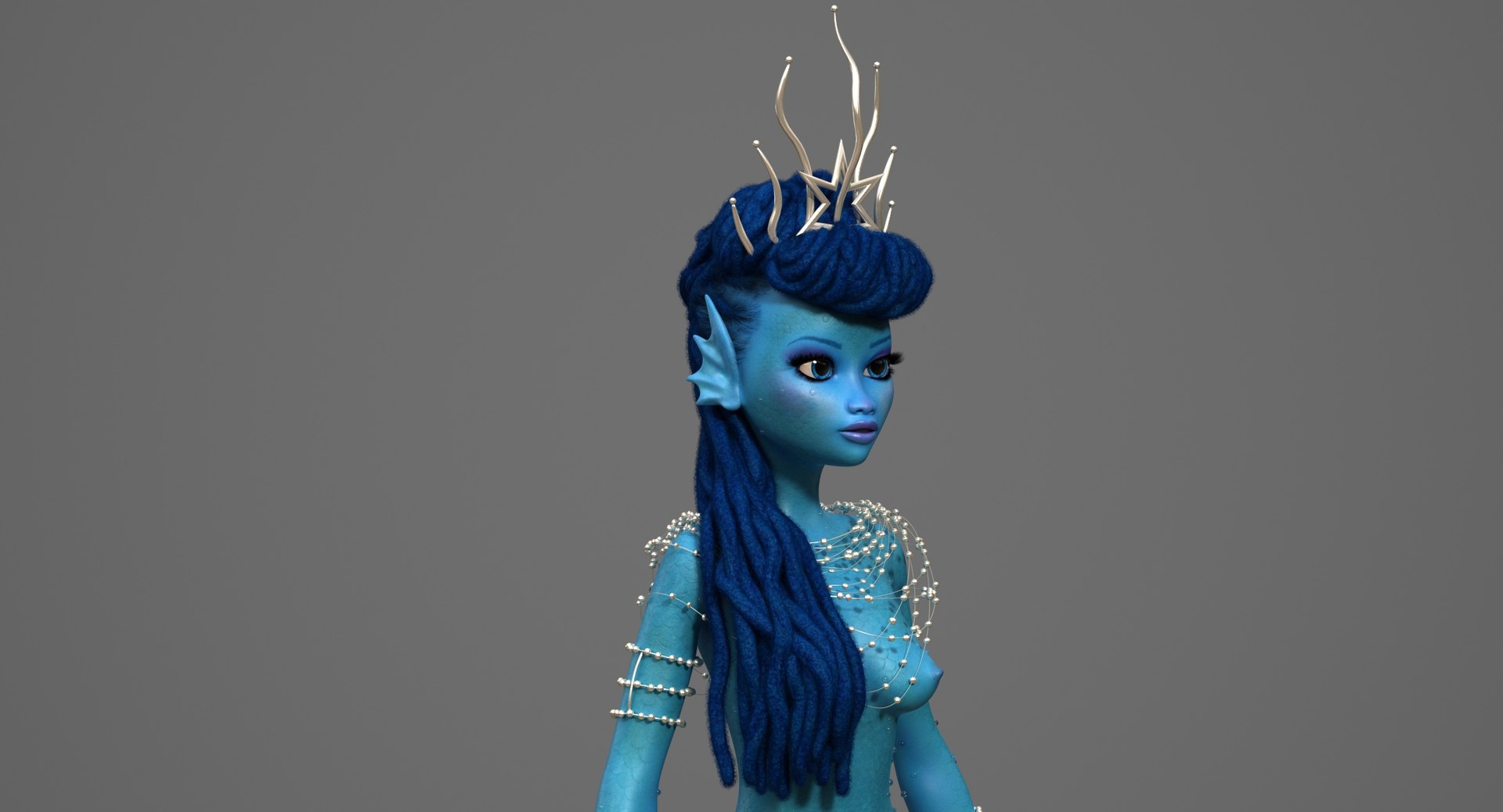3D Model Blue Mermaid Character - TurboSquid 1989830