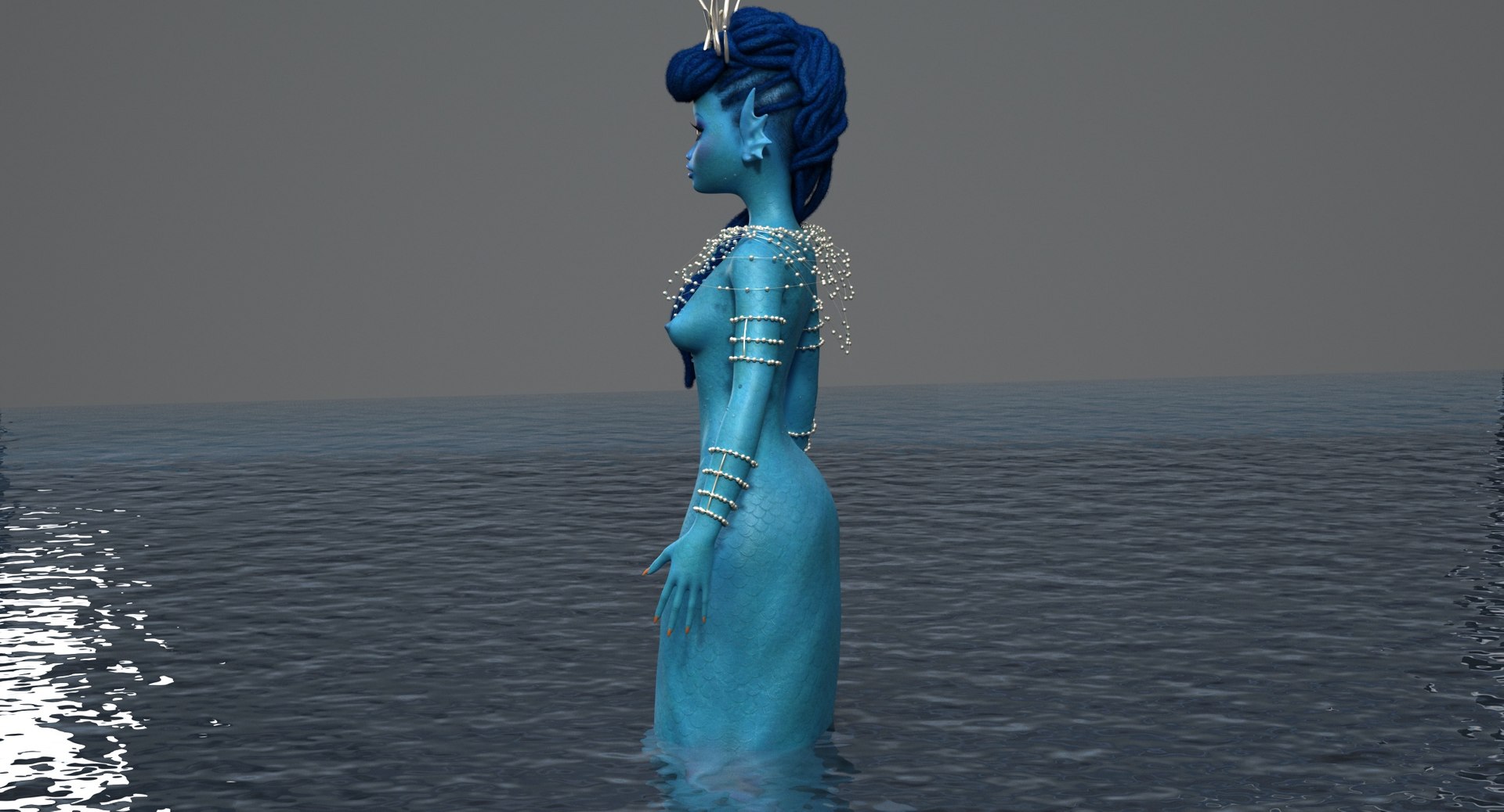 3D Model Blue Mermaid Character - TurboSquid 1989830