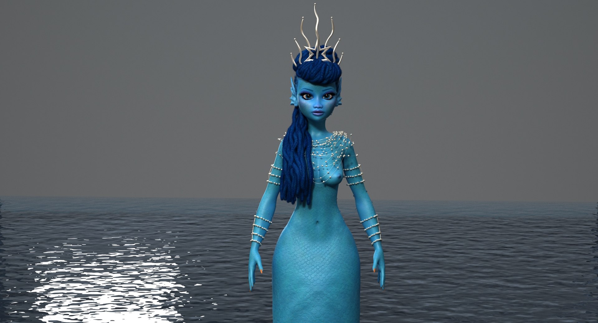 3D Model Blue Mermaid Character - TurboSquid 1989830