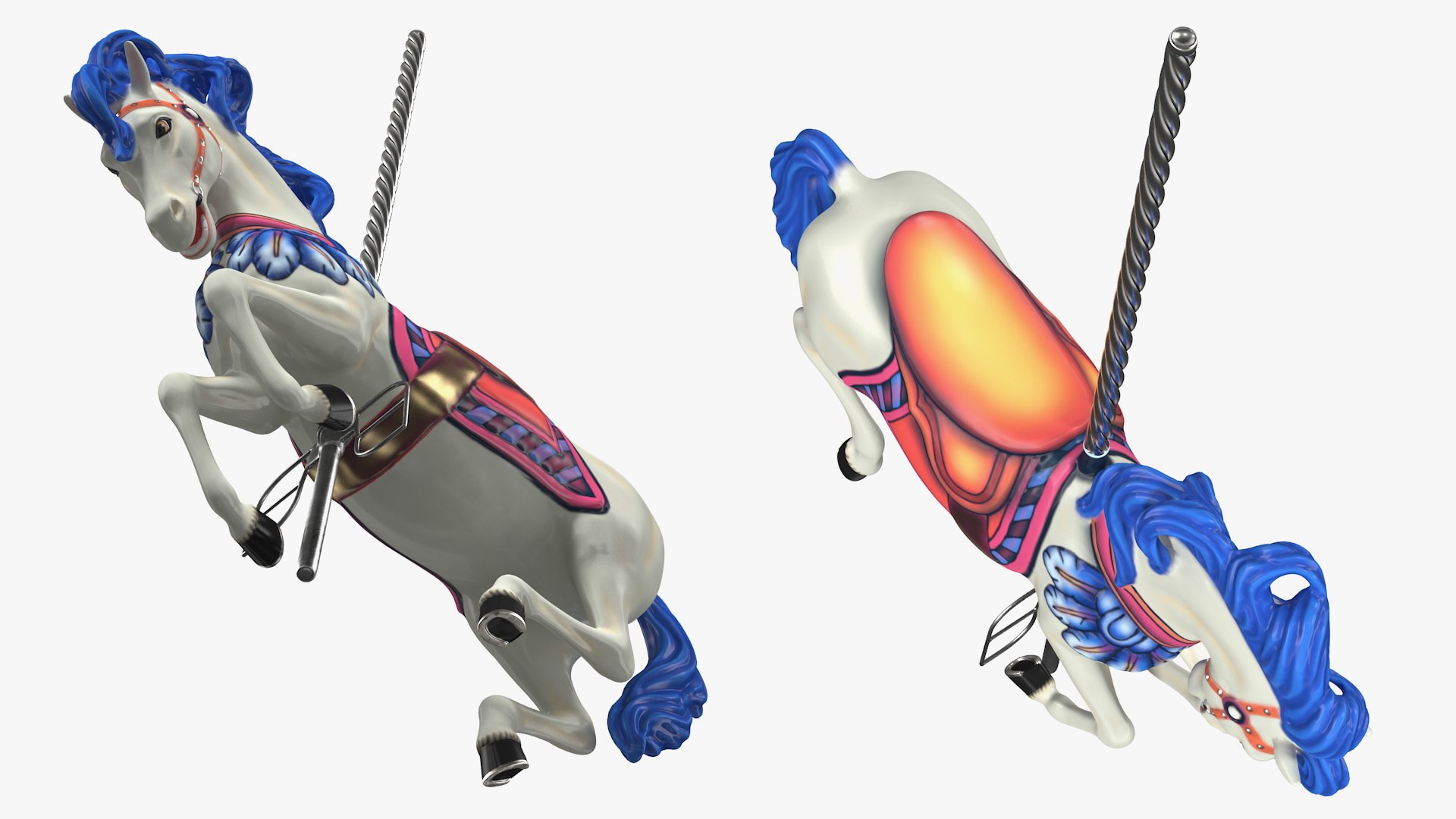 Carousel Galloping Horse White 3D Model - TurboSquid 1604515