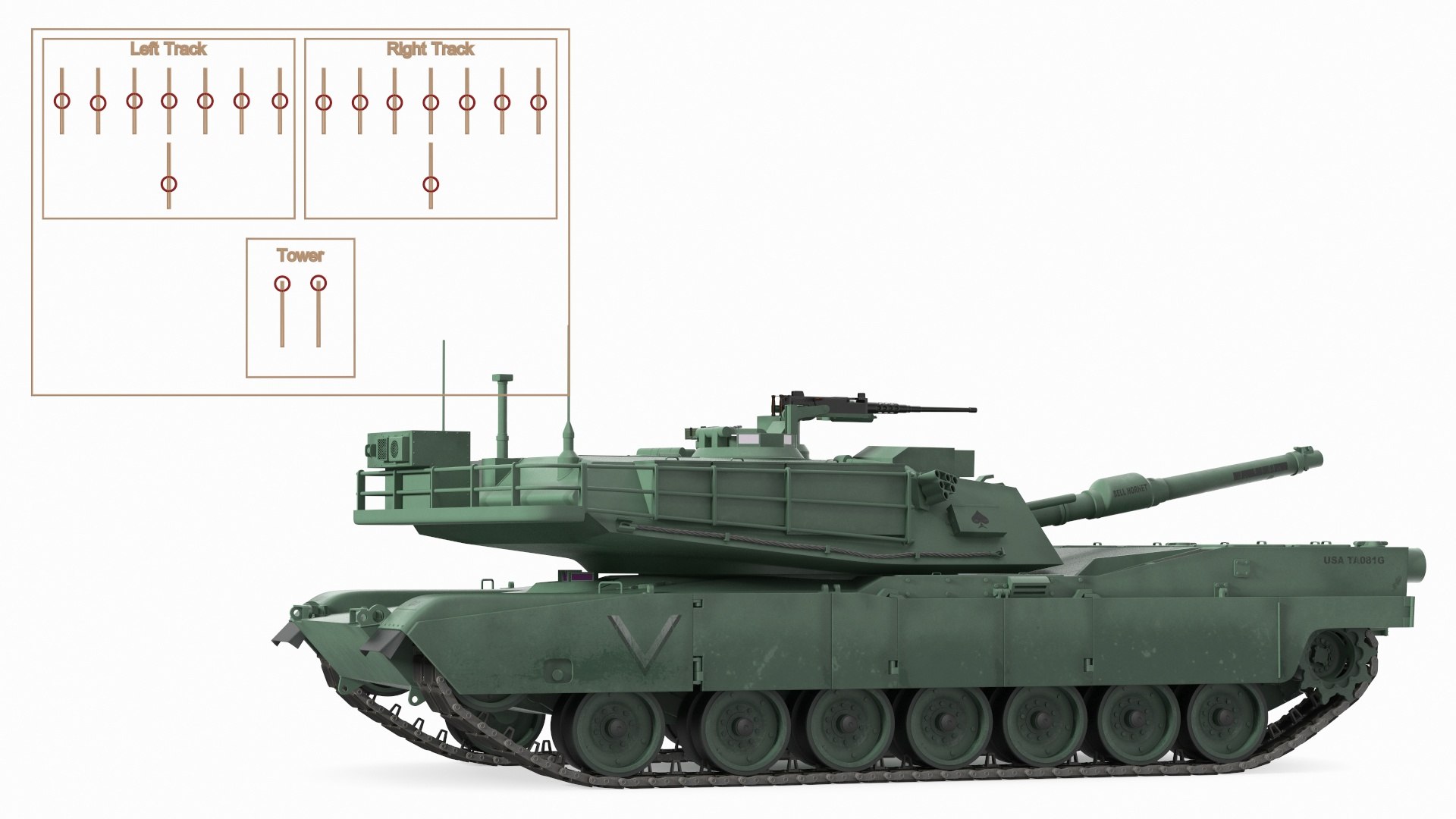 M1 Abrams 2 Green Rigged 3D Model - TurboSquid 1933544