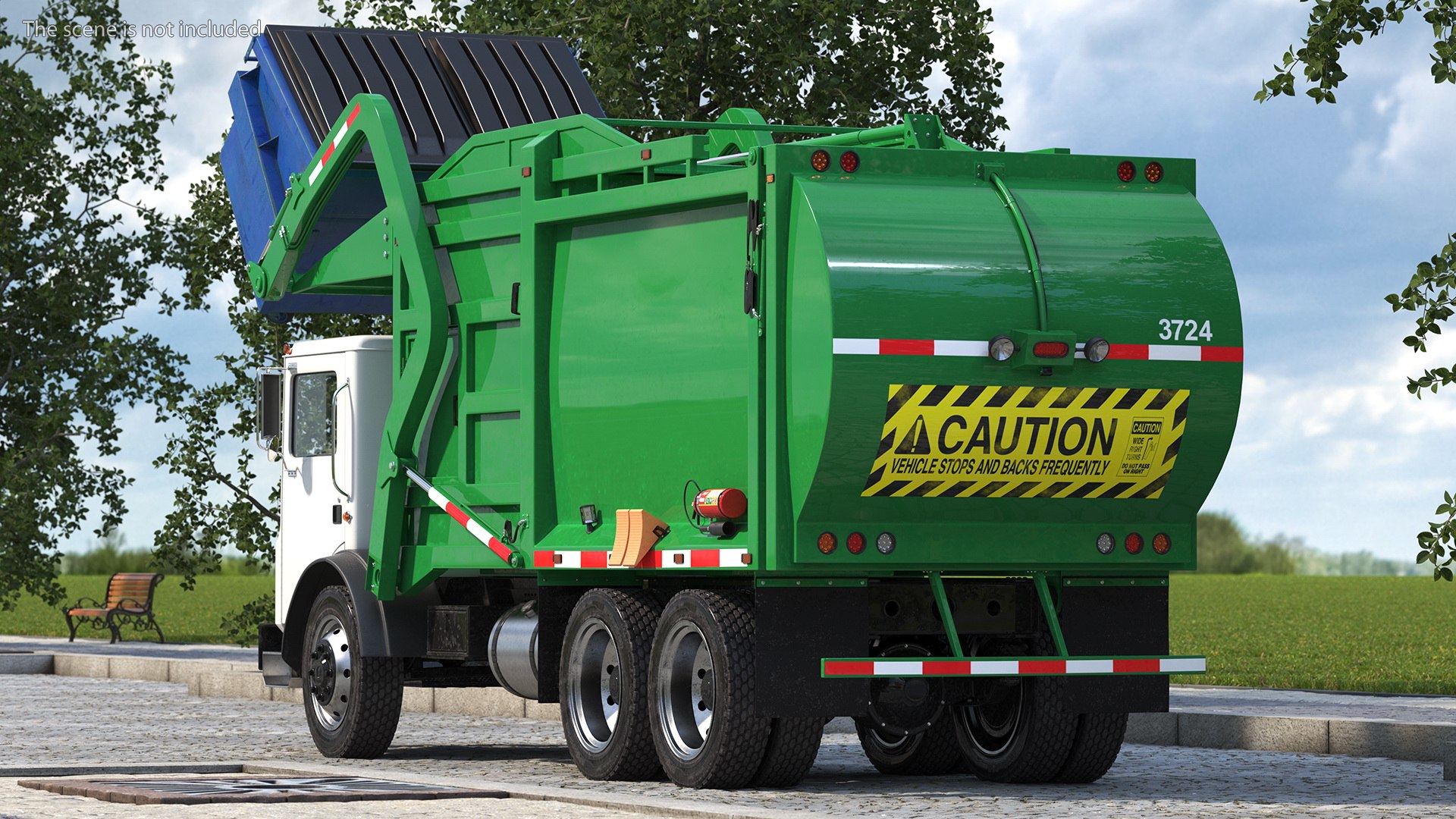 Trash Truck Generic With Dumpster Blue Rigged For Cinema 4D 3D Model ...