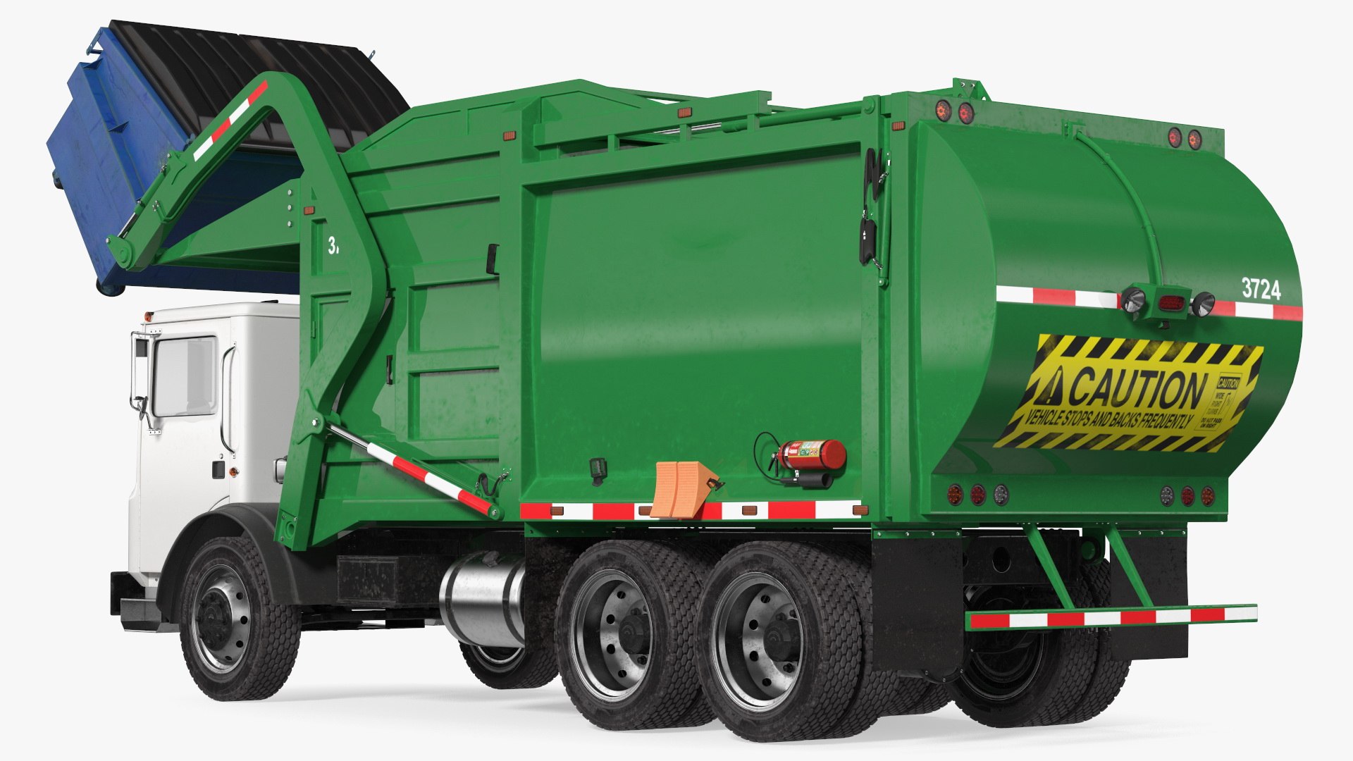 Trash Truck Generic With Dumpster Blue Rigged For Cinema 4D 3D Model ...