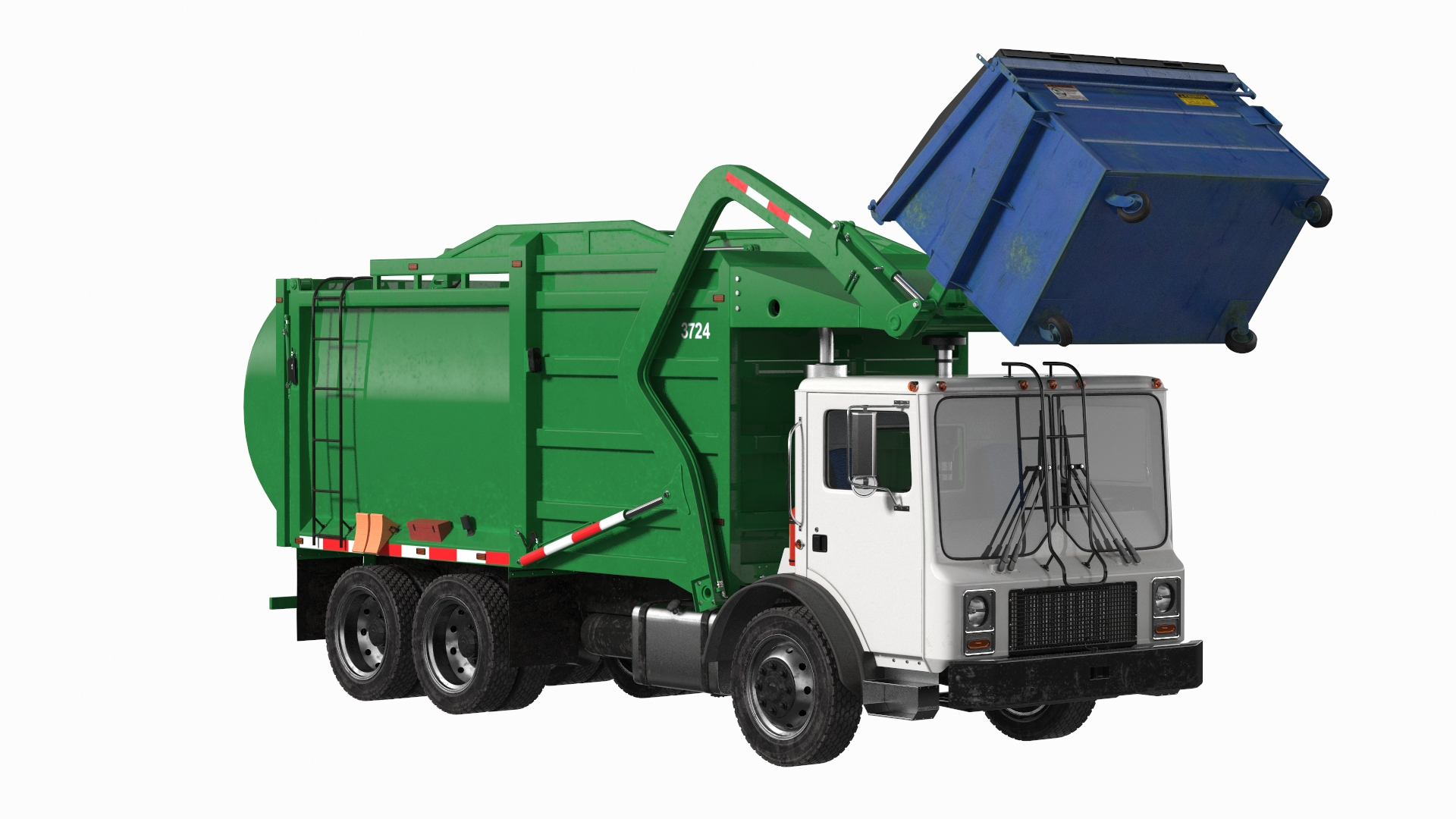 Trash Truck Generic With Dumpster Blue Rigged For Cinema 4D 3D Model ...