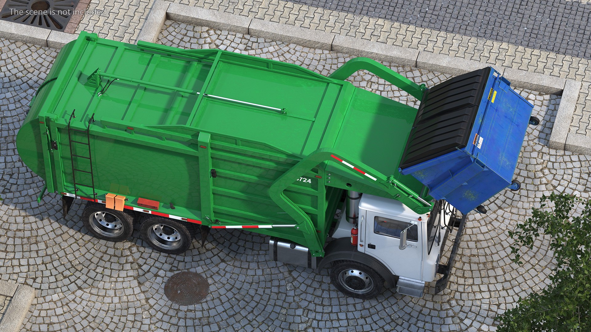 Trash Truck Generic With Dumpster Blue Rigged For Cinema 4D 3D Model ...