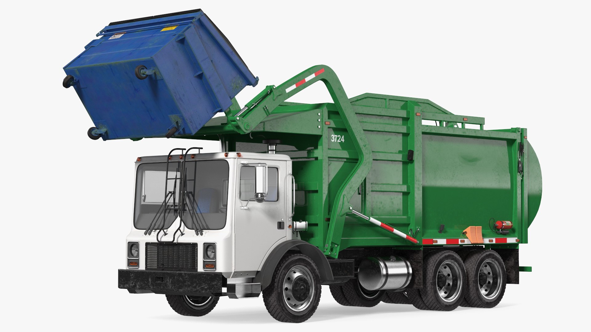 Trash Truck Generic With Dumpster Blue Rigged For Cinema 4D 3D Model ...