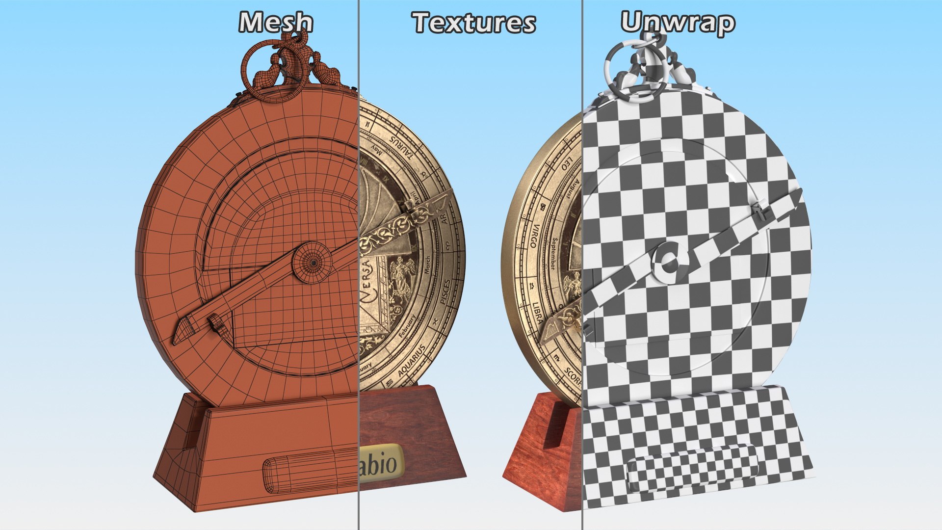 Astrolabe with Wooden Stand 3D - TurboSquid 1902566