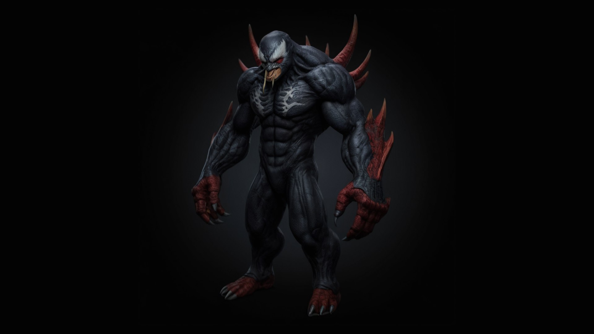 Venom Inspired Symbiote Monster - Low To Ultra Poly STL Format 3D ...