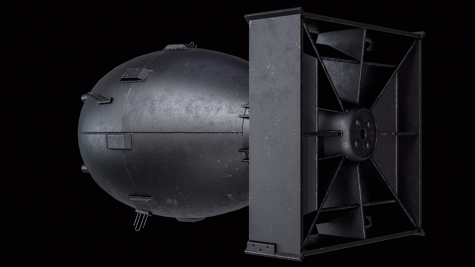3D Nuclear Bomb Fatman Black PBR - TurboSquid 2147687