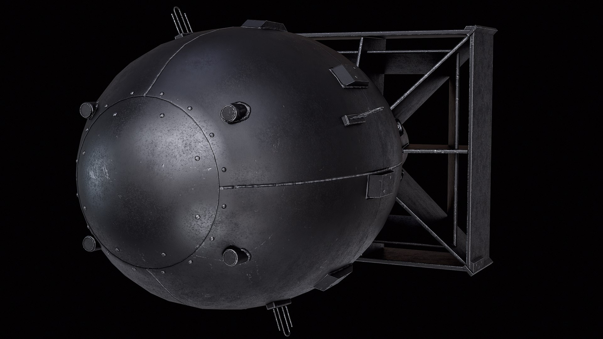3D Nuclear Bomb Fatman Black PBR - TurboSquid 2147687